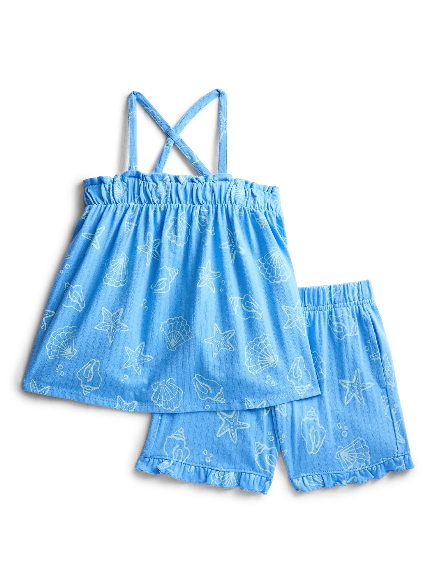 Wonder Nation Girls Trapeze Top and Shorts Outfit Set, 2-Piece, Sizes 4 ...