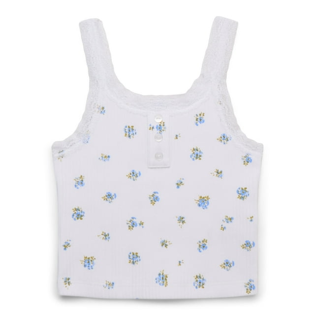 Wonder Nation Tween Girls Henley Tank Top with Lace Trim, Sizes 4-18 ...