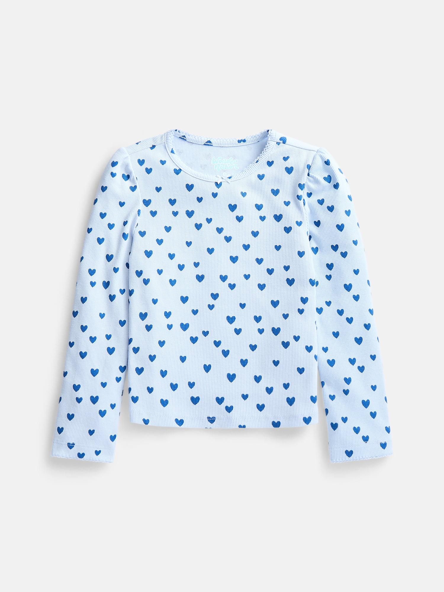 Wonder Nation Girls Crewneck Tee with Long Puff Sleeves, Sizes 4-10 ...