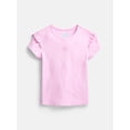 Wonder Nation Little Girls Baby Tee with Ruffle Sleeves, Sizes 4-10 ...