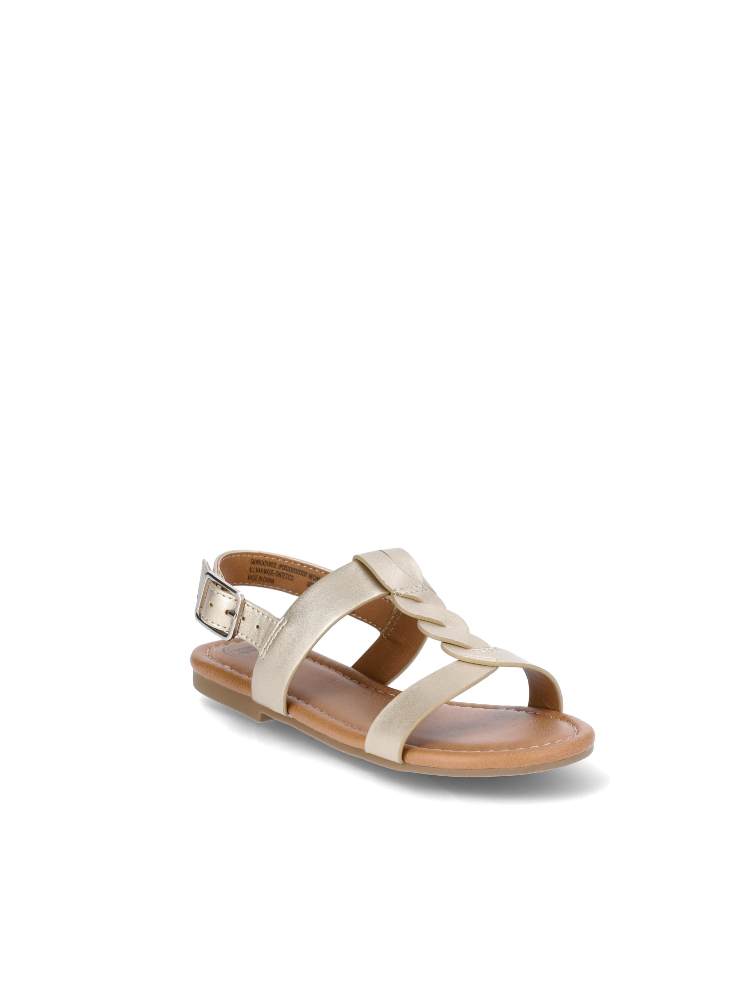 Wonder Nation Girls Braided Faux Leather Sandals with Adjustable Strap ...
