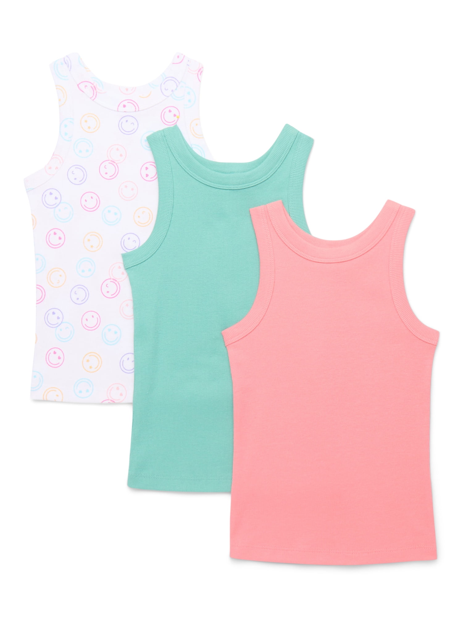 Wonder Nation 3-Pack Kid Tough Ribbed Tank Top for Girls Sizes 4-18 ...