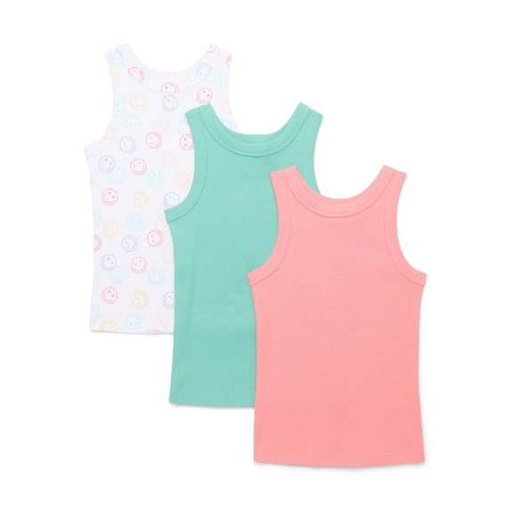 Wonder Nation Little Girls and Big Girls Kid Tough Tank Top, 3-Pack ...