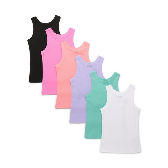 Wonder Nation Girls Kid Tough Ribbed Tank Top, 6-Pack, Sizes 4-18 ...