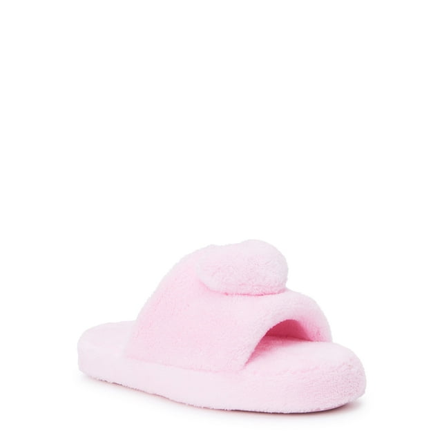 Wonder Nation Little and Big Girls Plush Slide Slippers, Sizes 13/1-6 ...