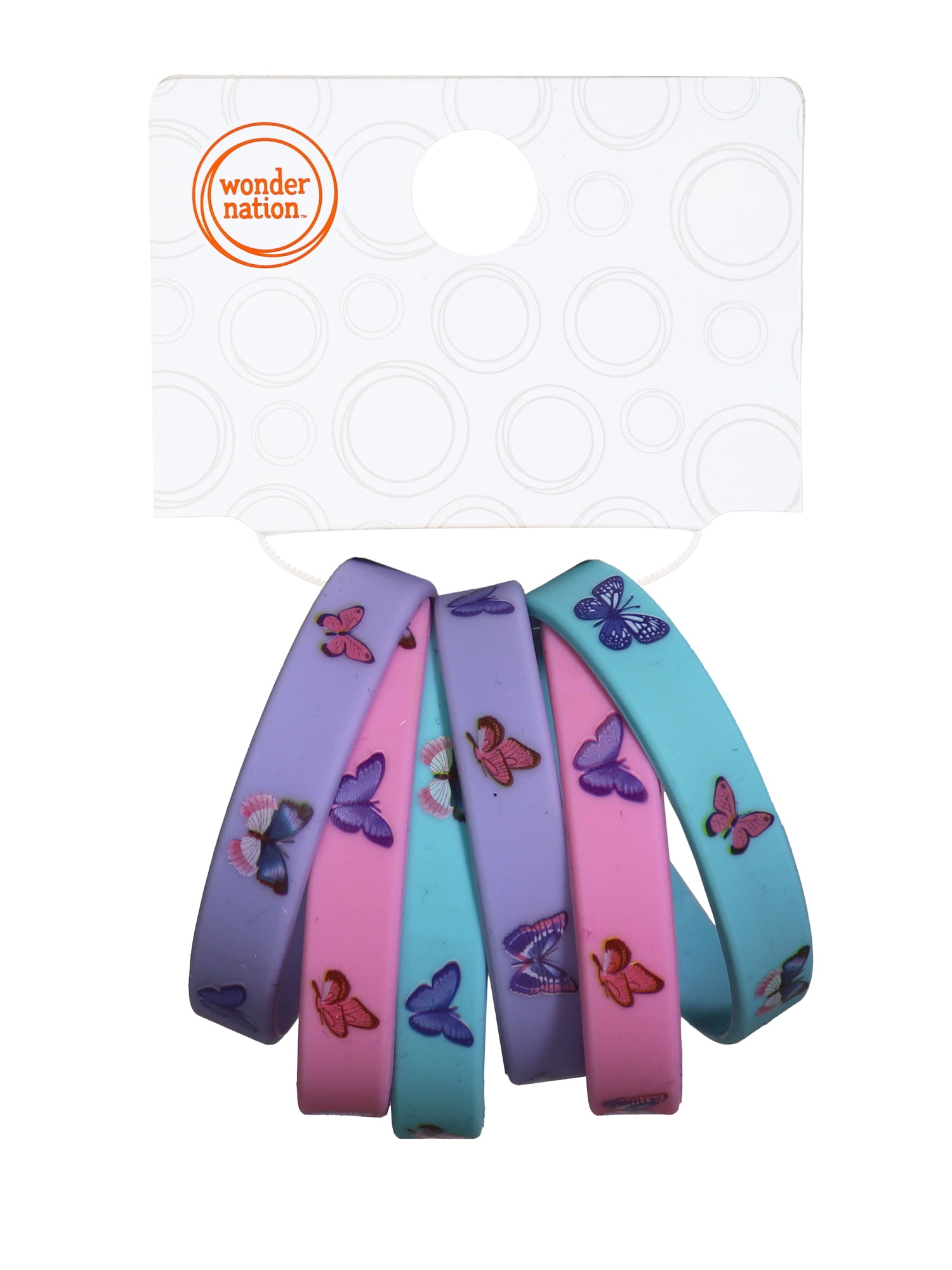 Wonder Nation Multicolored Rubber Butterfly Motif Bracelets 6 Pieces ...