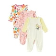 Wonder Nation Newborn Baby Girl Sleep and Play Pajamas, 3 Pack, Preemie ...