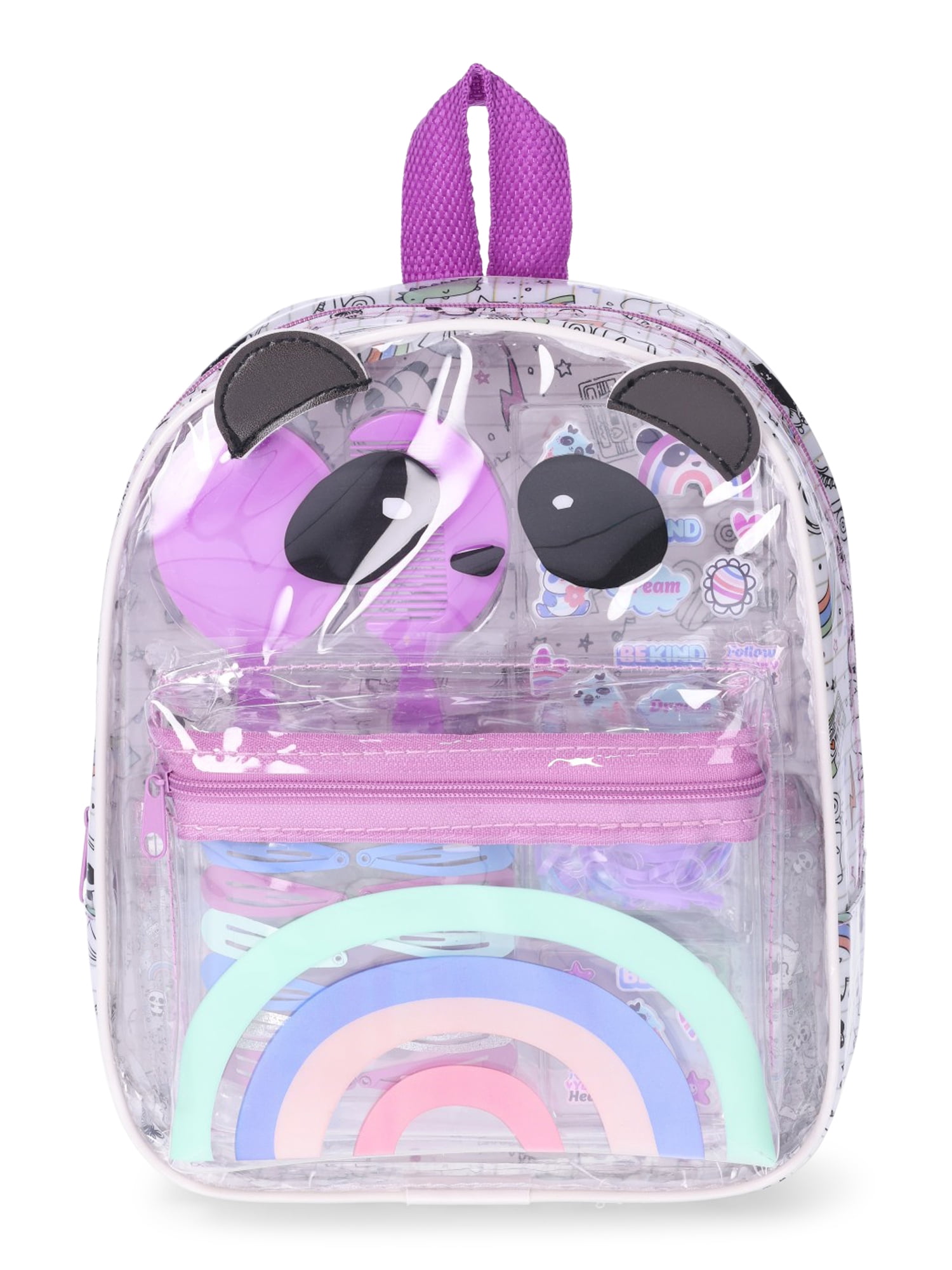 Wonder Nation Kids Clear Backpack with 100-Piece Hair and Writing ...