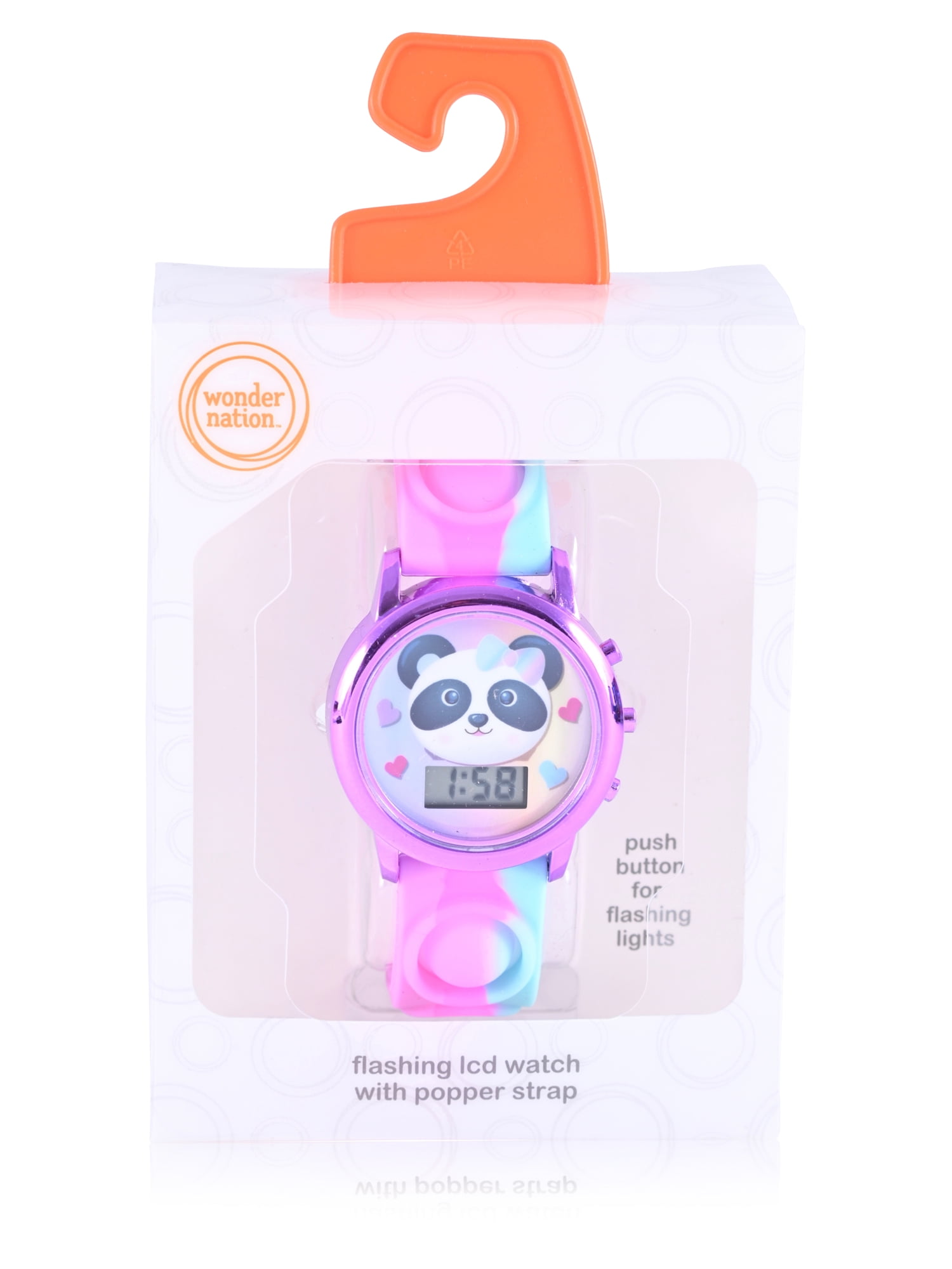 Wonder Nation "Panda" Popper Childrens LCD Watch in Gradient Purple to ...