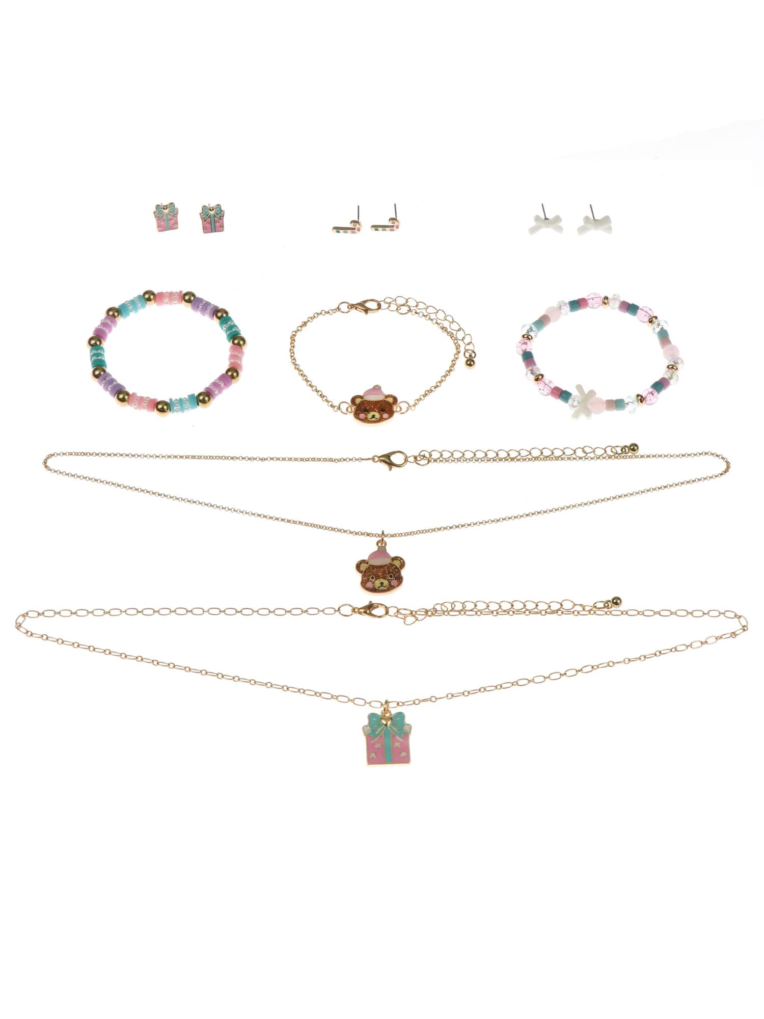 Wonder Nation Kids Pink Bear Jewelry Gift Set Multipack, 8 Pack ...