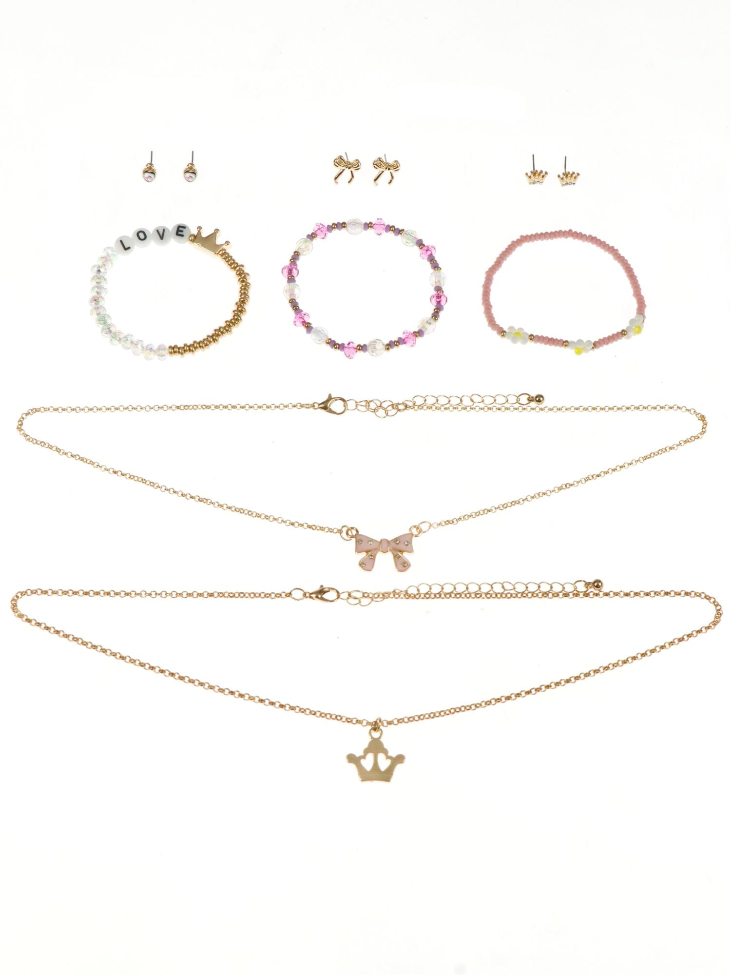 Wonder Nation Kids Pink Bow Jewelry Gift Set Multipack, 8 Pack ...