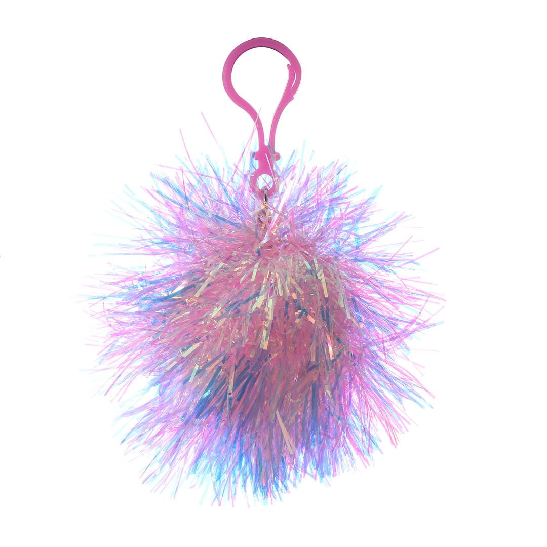 Wonder Nation Pink Puff Keychain for Girls, Decorative Keychain Clip ...