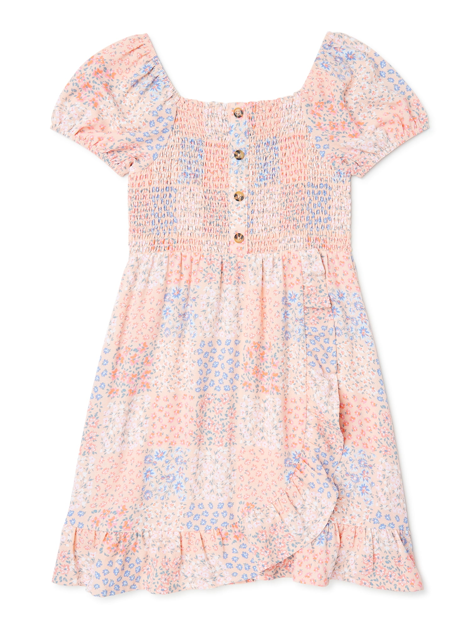 Wonder Nation Puff Sleeve Dress (Girl's), Sizes 10-12 - Walmart.com