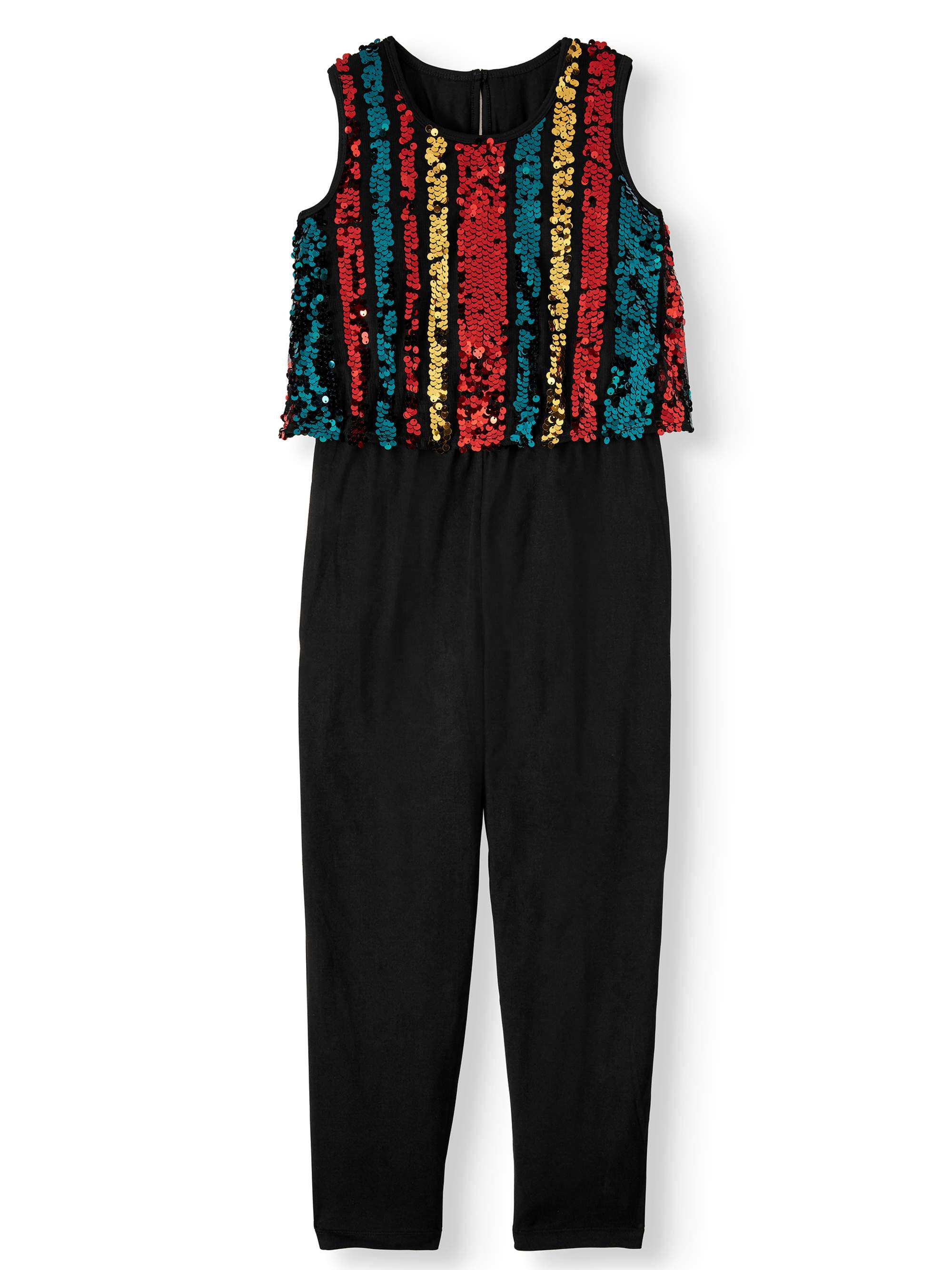 Wonder Nation Sequin Holiday Jumpsuit Girls Christmas Outfit - Walmart.com