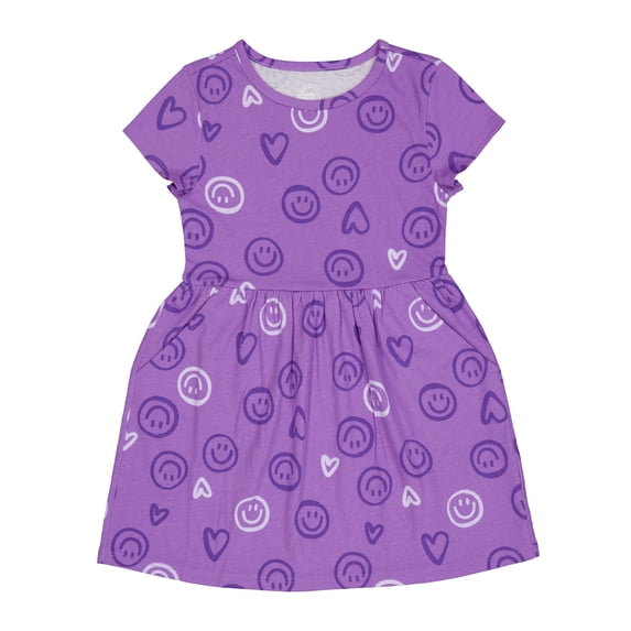 Wonder Nation Short Sleeve Printed Dress for Girls Sizes 4-18 Plus ...