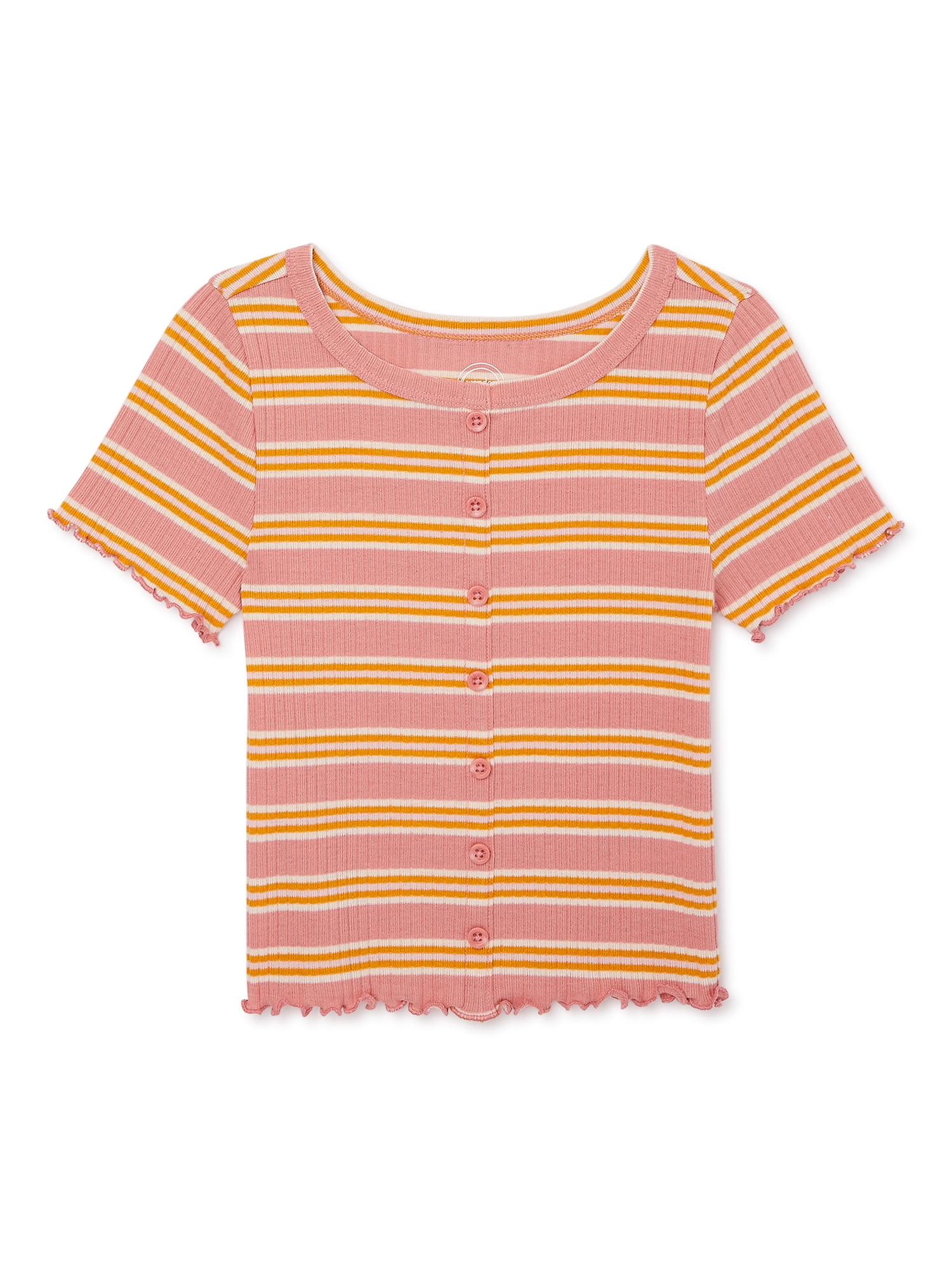 Wonder Nation Short Sleeve Rib Top Rainbow Soft Fabric, Blouses and ...