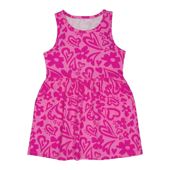 Wonder Nation Girls Tank Play Dress, Cotton Blend, Sleeveless, Pockets ...