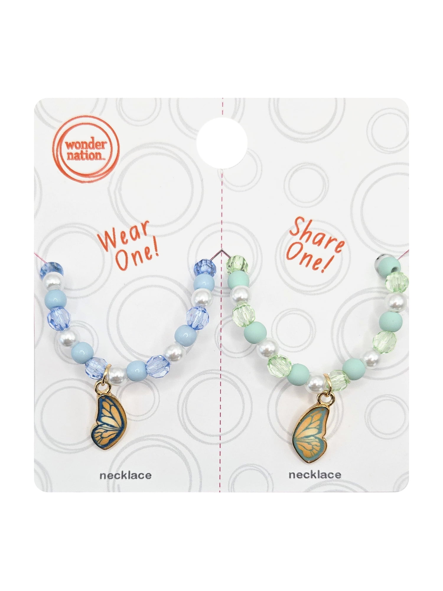 Wonder Nation Butterfly Necklace Set for Girls, 2 Pieces with Tear-and ...