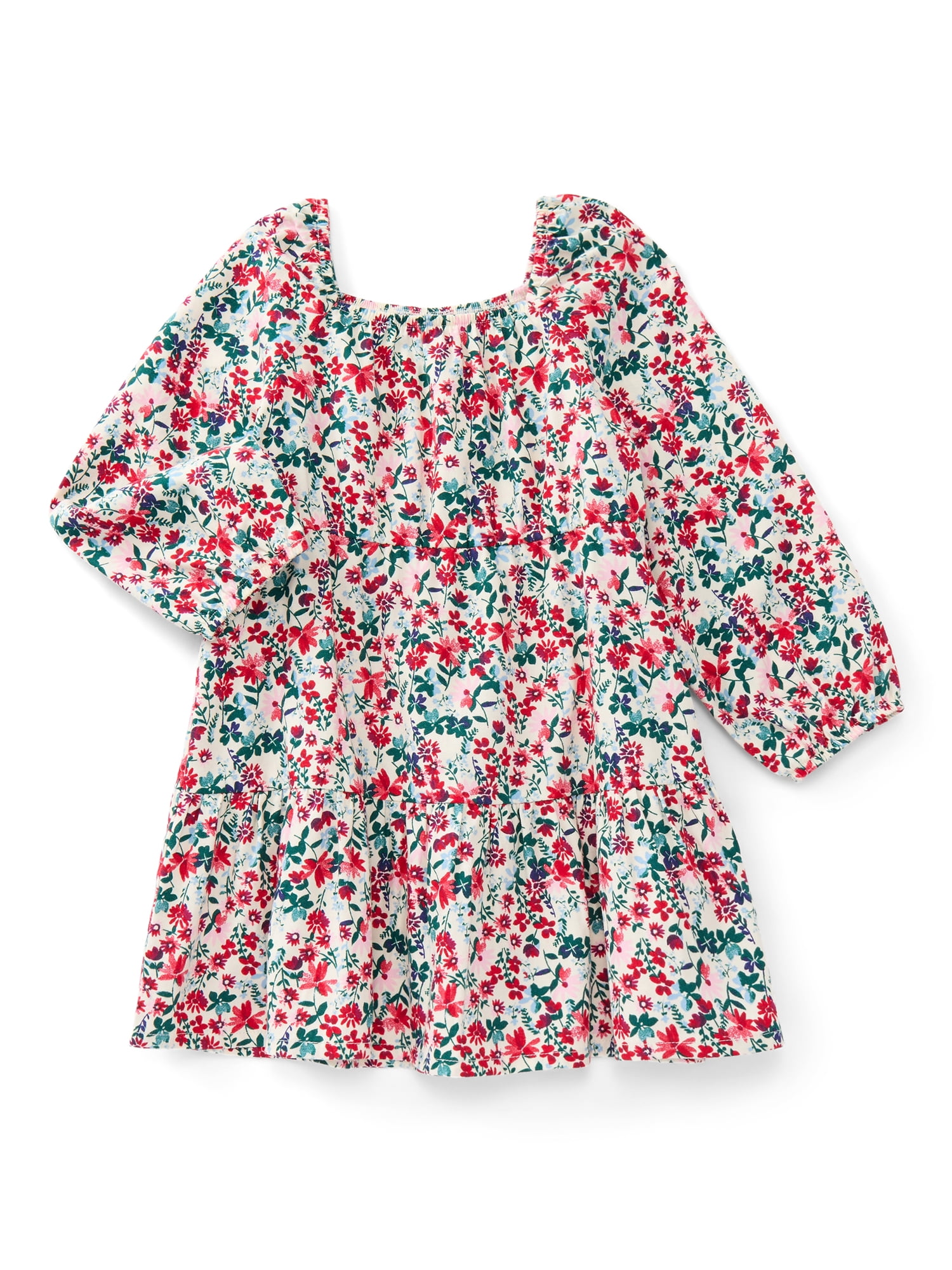 Wonder Nation Toddler Girls' Tiered Cotton Dress, Sizes 12M- 5T ...