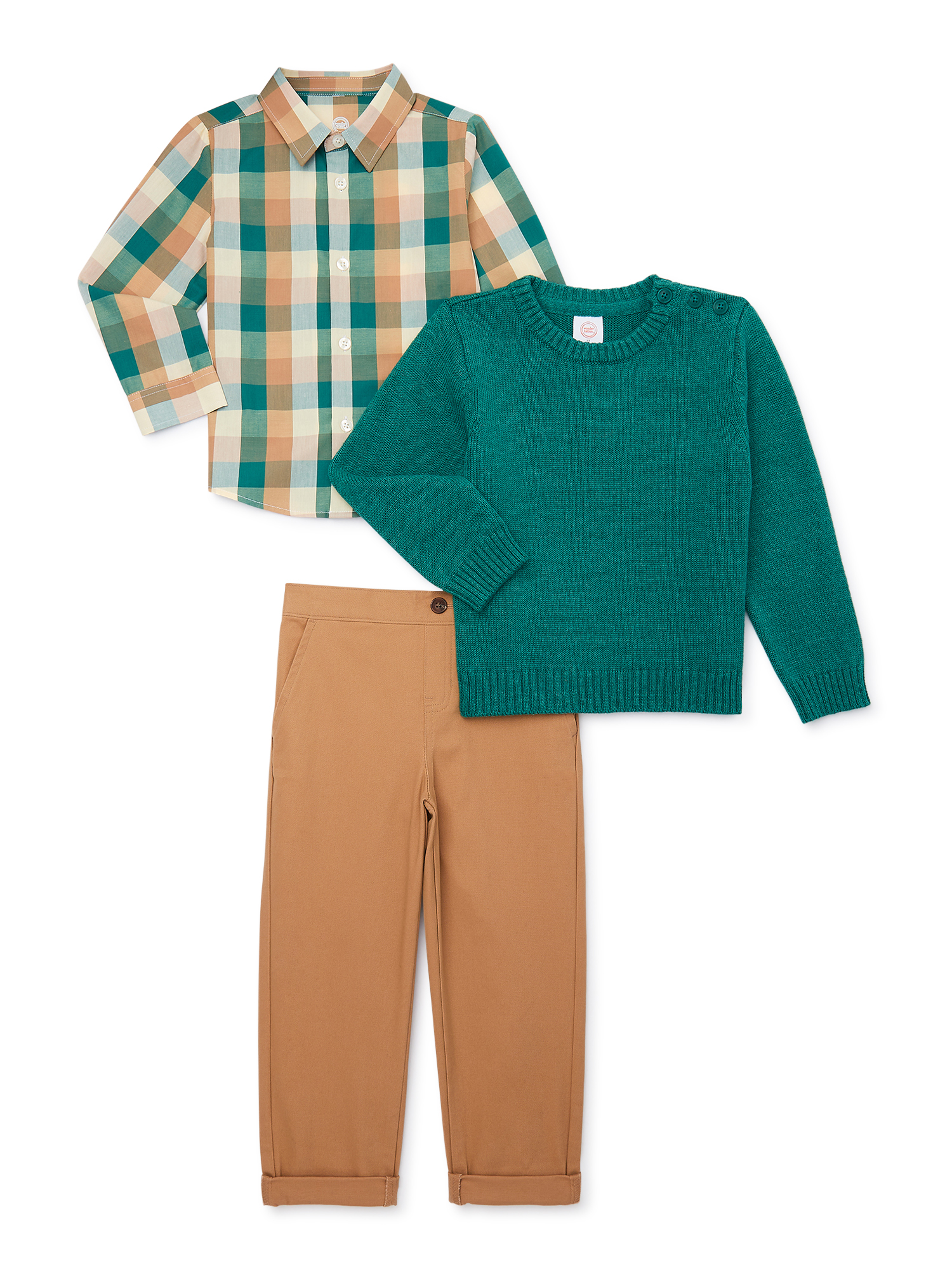Wonder Nation Toddler Boys Button Down Pullover And Pants 3 Piece Wonder Nation Toddler Boys Button Down Pullover And Pants 3 Piece