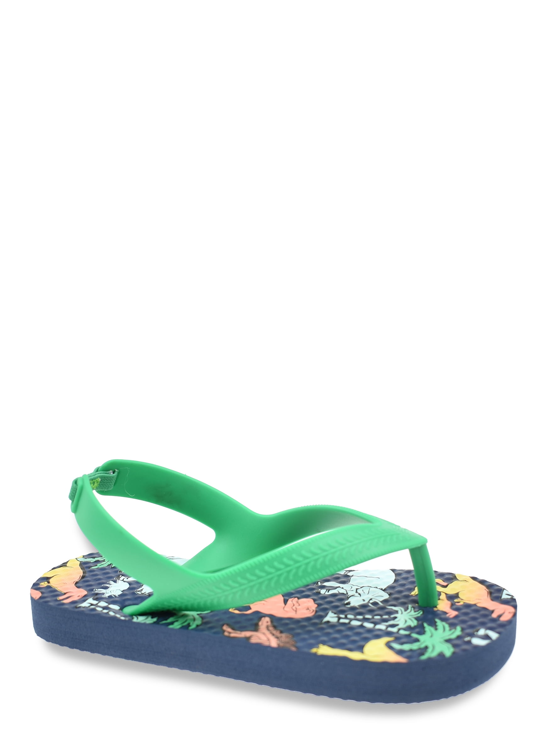 Wonder Nation Toddler Boys Flip Flops with Dino Print Elastic Strap ...