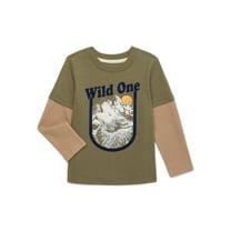 Wonder Nation Boys Long Sleeve Heavyweight T-Shirts 3-Pack, Sizes 4-18 & Husky, Soft Casual ...