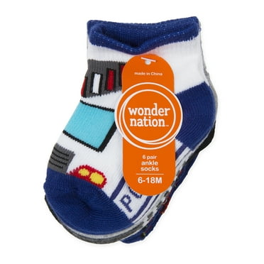 Wonder Nation Boys Socks, 10 Pack Crew Socks Sizes S (5-6.5) - L (9-11 ...