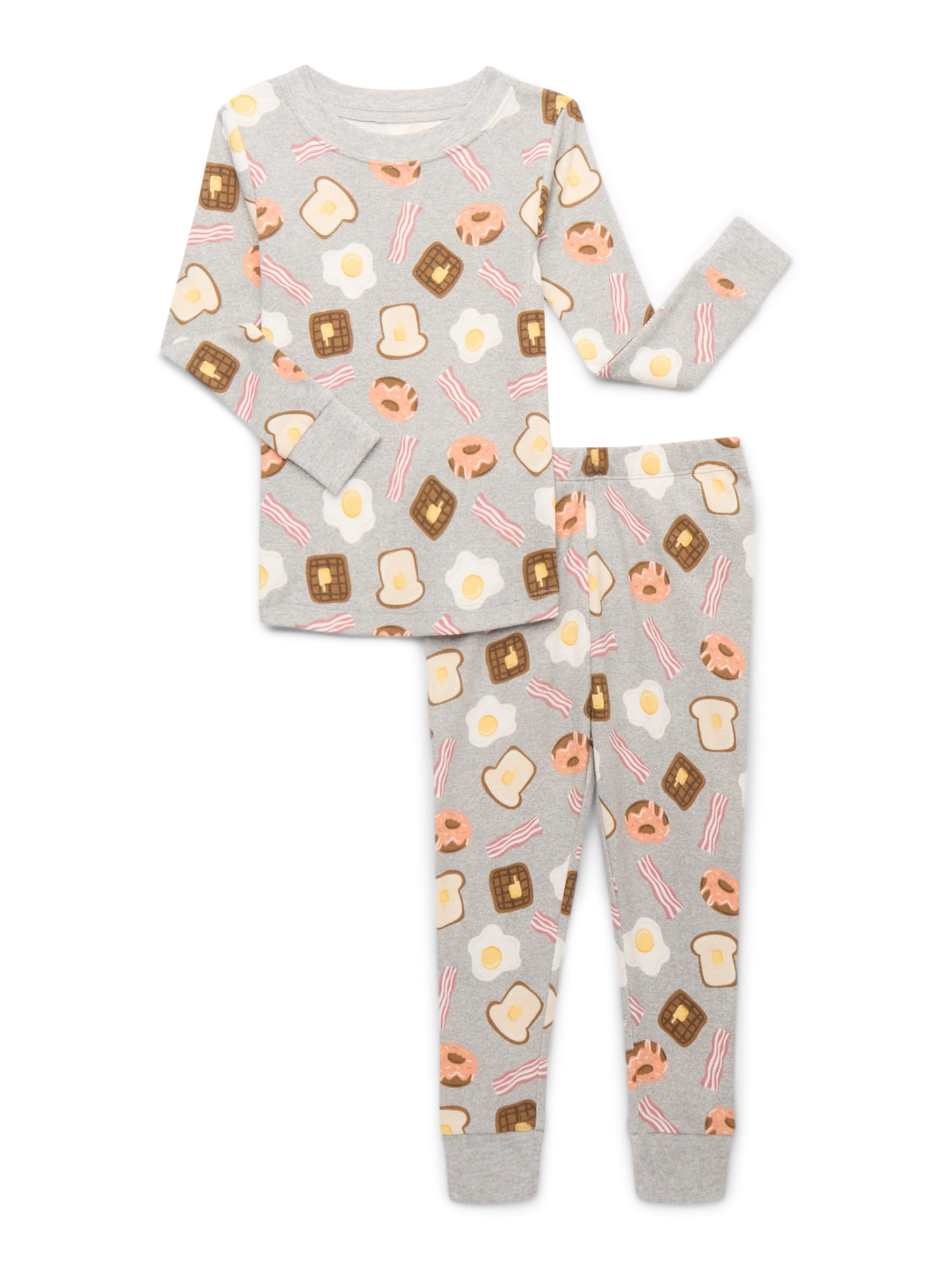 Wonder Nation Toddler Cotton Sleep Pajama Set with Long Sleeve Tee and ...