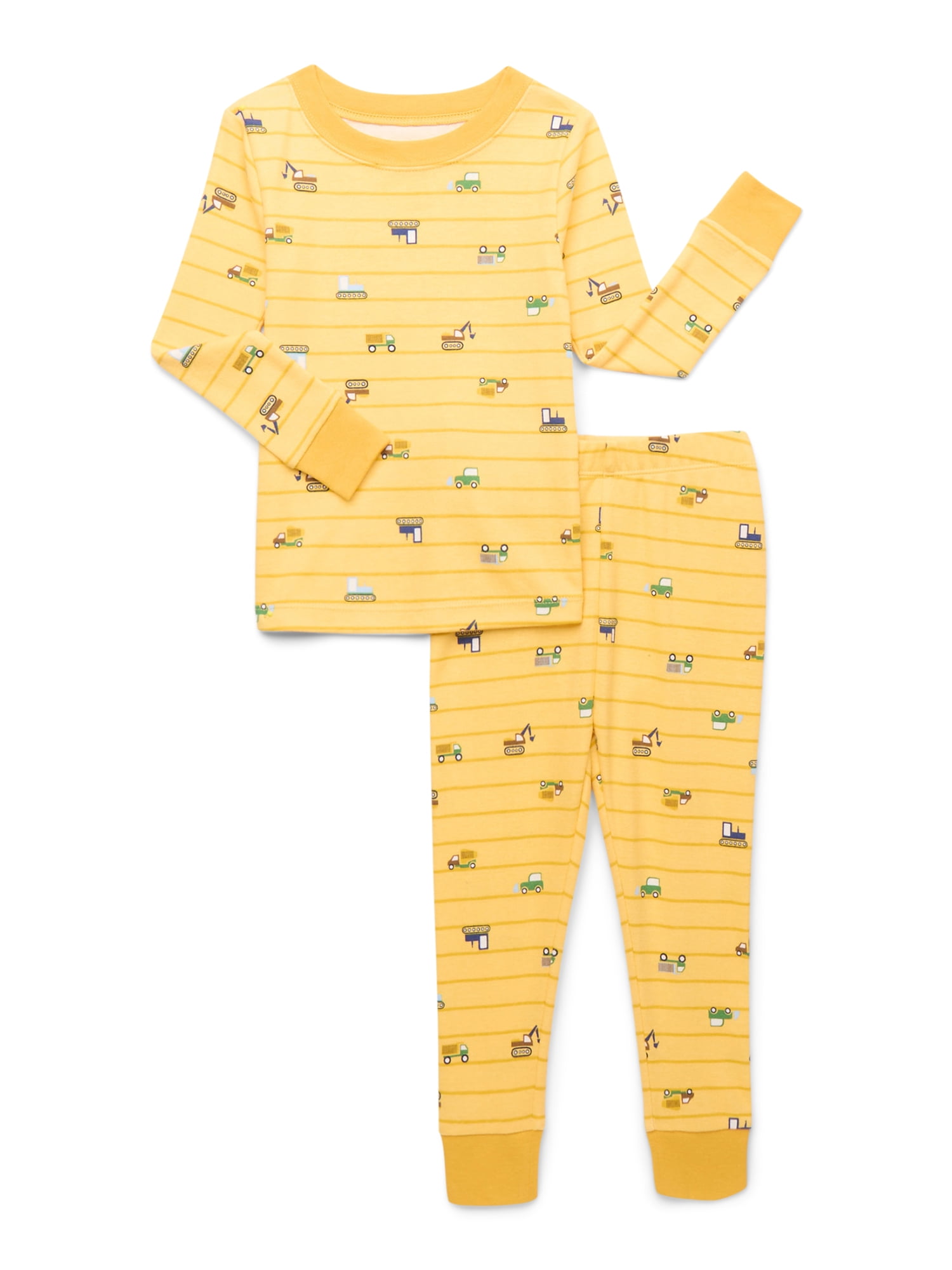 Wonder Nation Toddler Cotton Long Sleeve Sleep Tee and Pants Pajama Set ...