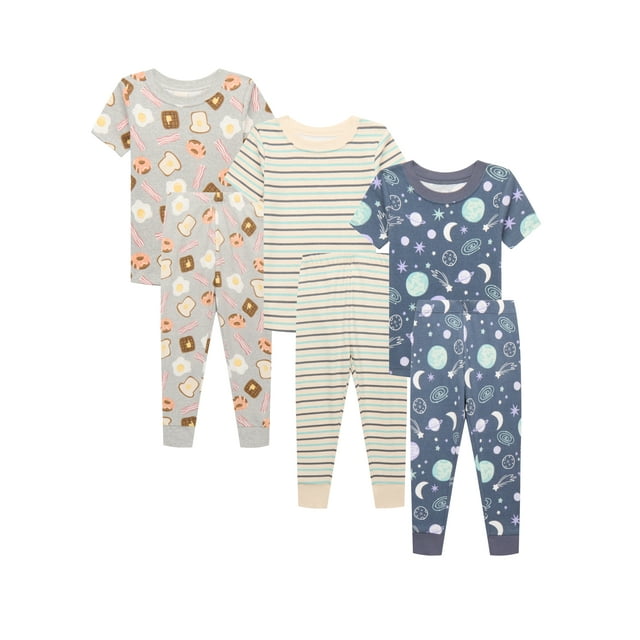 Wonder Nation Toddler Boys and Toddler Girls Cotton Sleep Set, 3-Pack ...