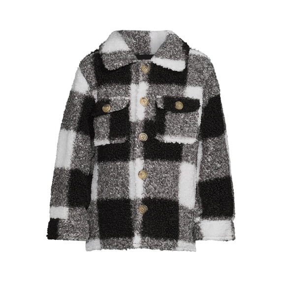 Wonder Nation Toddler Faux Sherpa Shacket, Sizes 12M-5T - Walmart.com