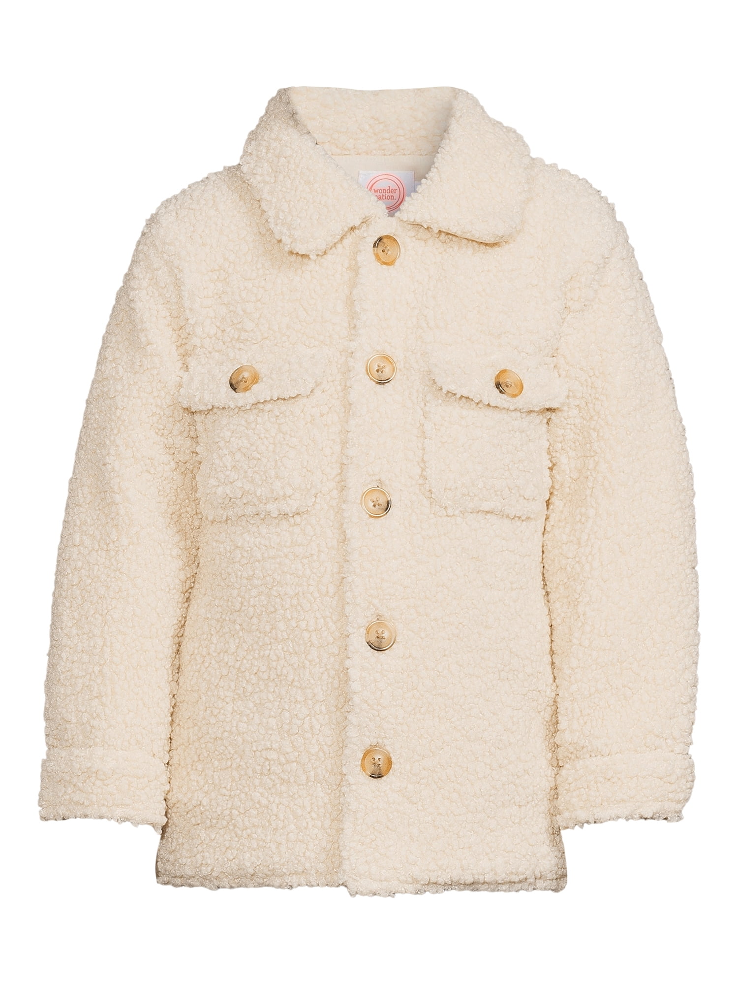 Wonder Nation Toddler Faux Sherpa Shacket, Sizes 12M-5T - Walmart.com