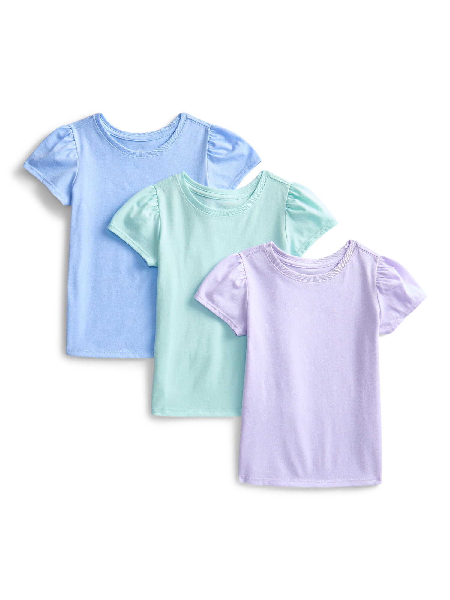 Wonder Nation Toddler Girls Tees with Short Sleeves, 3-Pack, Sizes 18M ...