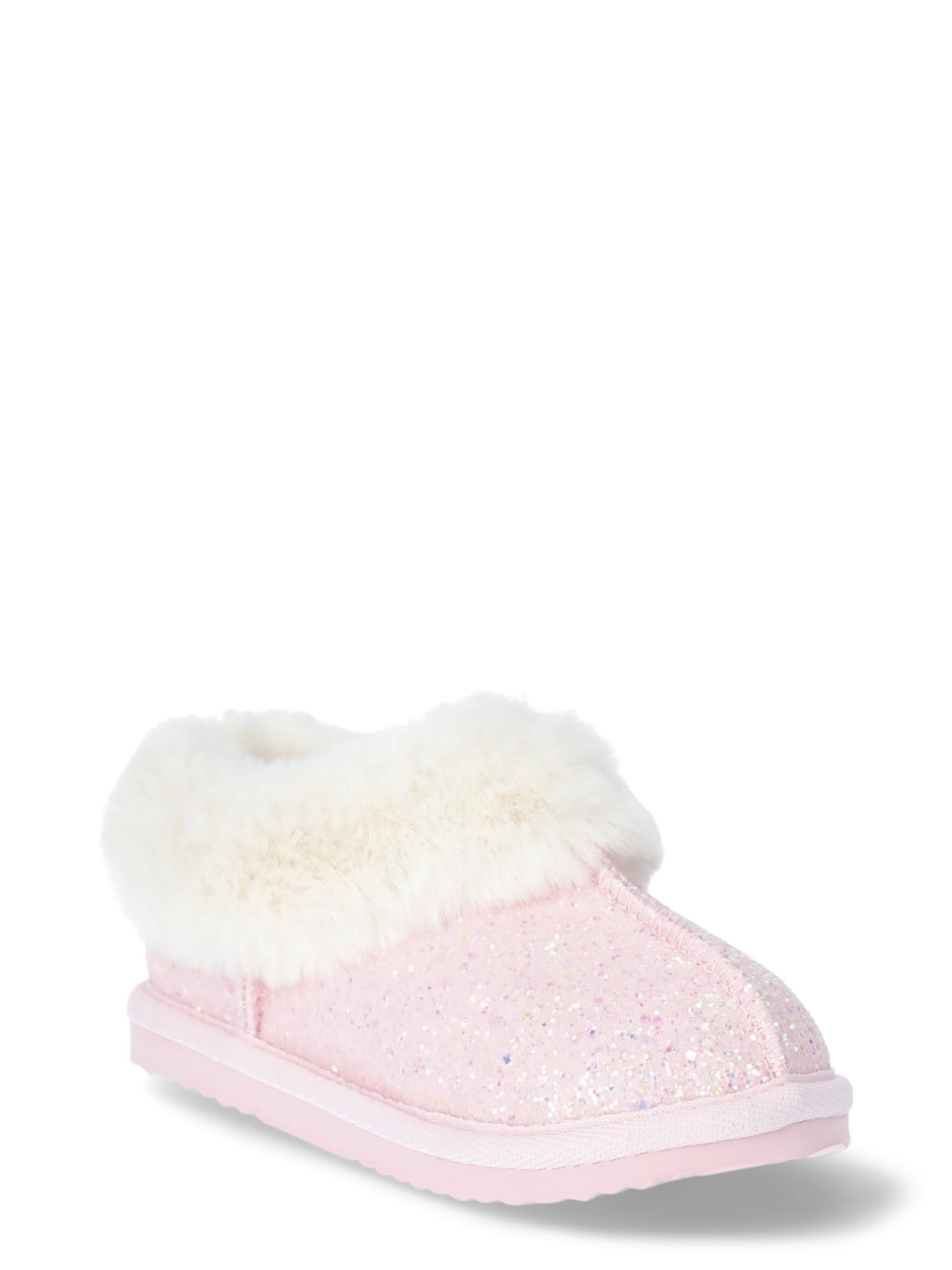 Wonder Nation Toddler Girls Slippers with Faux Fur Trim, Sizes 5/6-11/ ...
