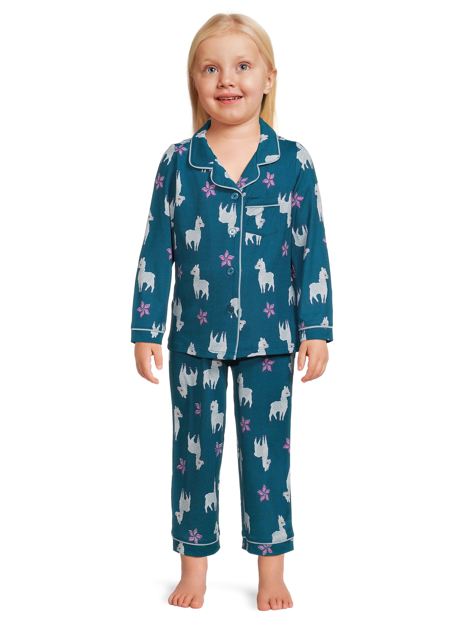 Wonder Nation Toddler Girl Long Sleeve Pajama Coat Set, 2-Piece, Sizes ...