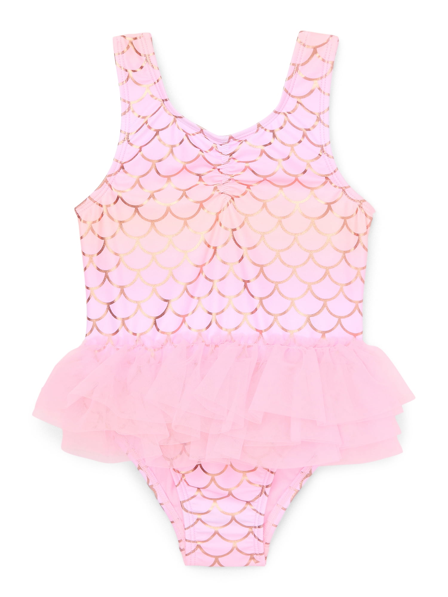Wonder Nation Toddler Girl Mermaid Tutu One- Piece Swimsuit, Sizes 12M ...