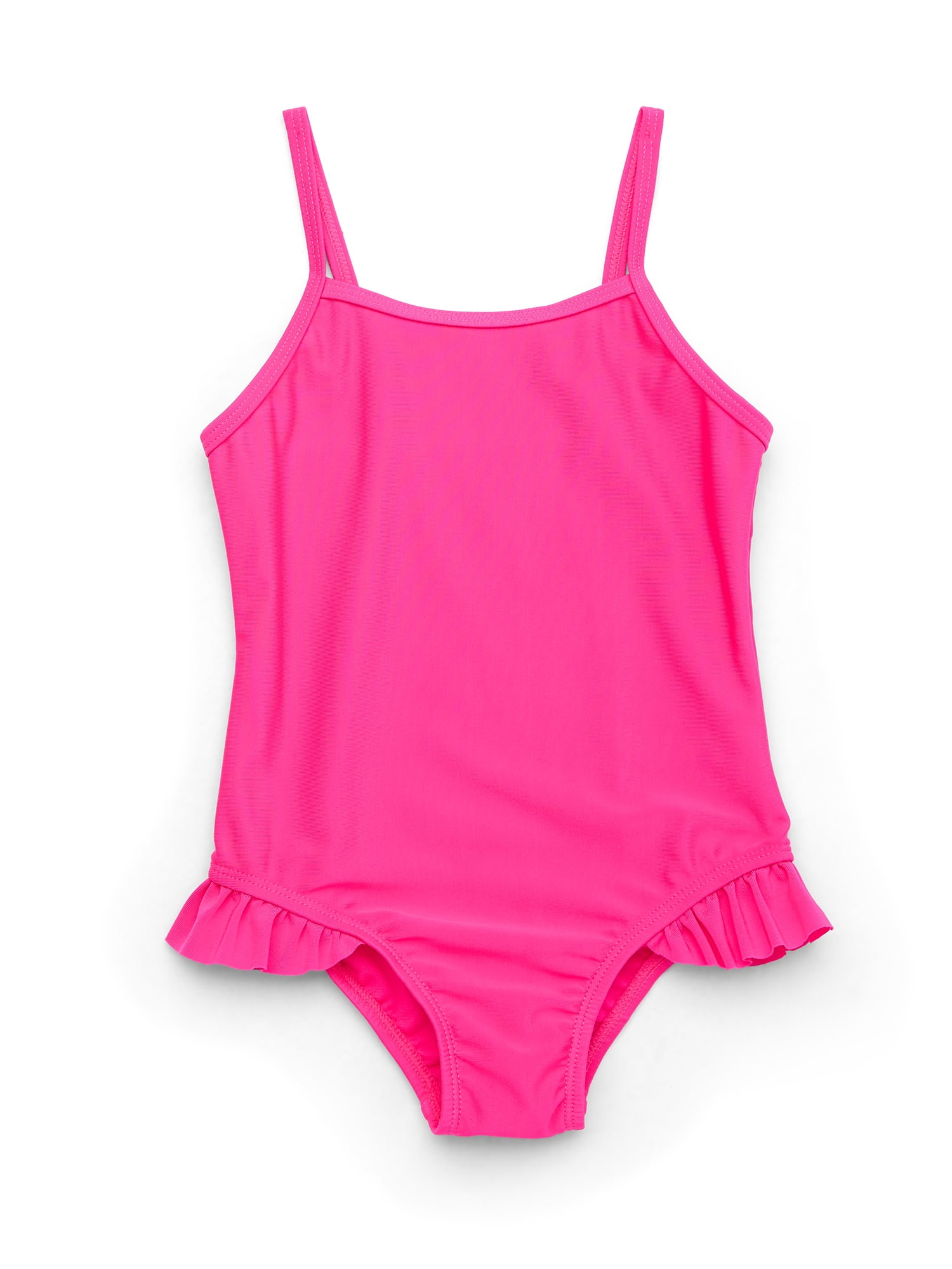 Wonder Nation Toddler Girl Ruffle One-Piece Swimsuit UPF50+ Pink Sizes ...