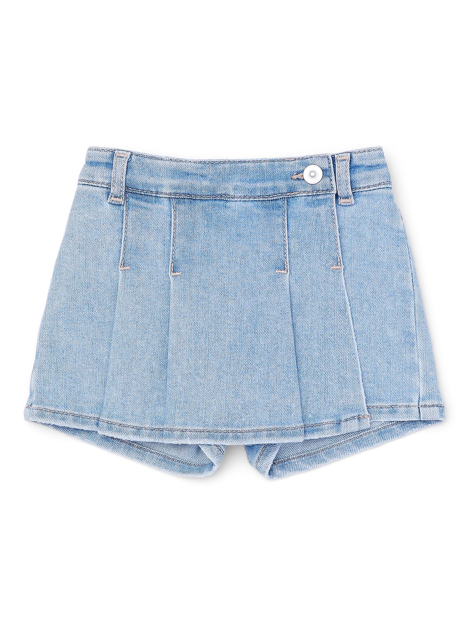Wonder Nation Toddler Girl Pleated Denim Skort, Sizes 12 Months - 5T ...