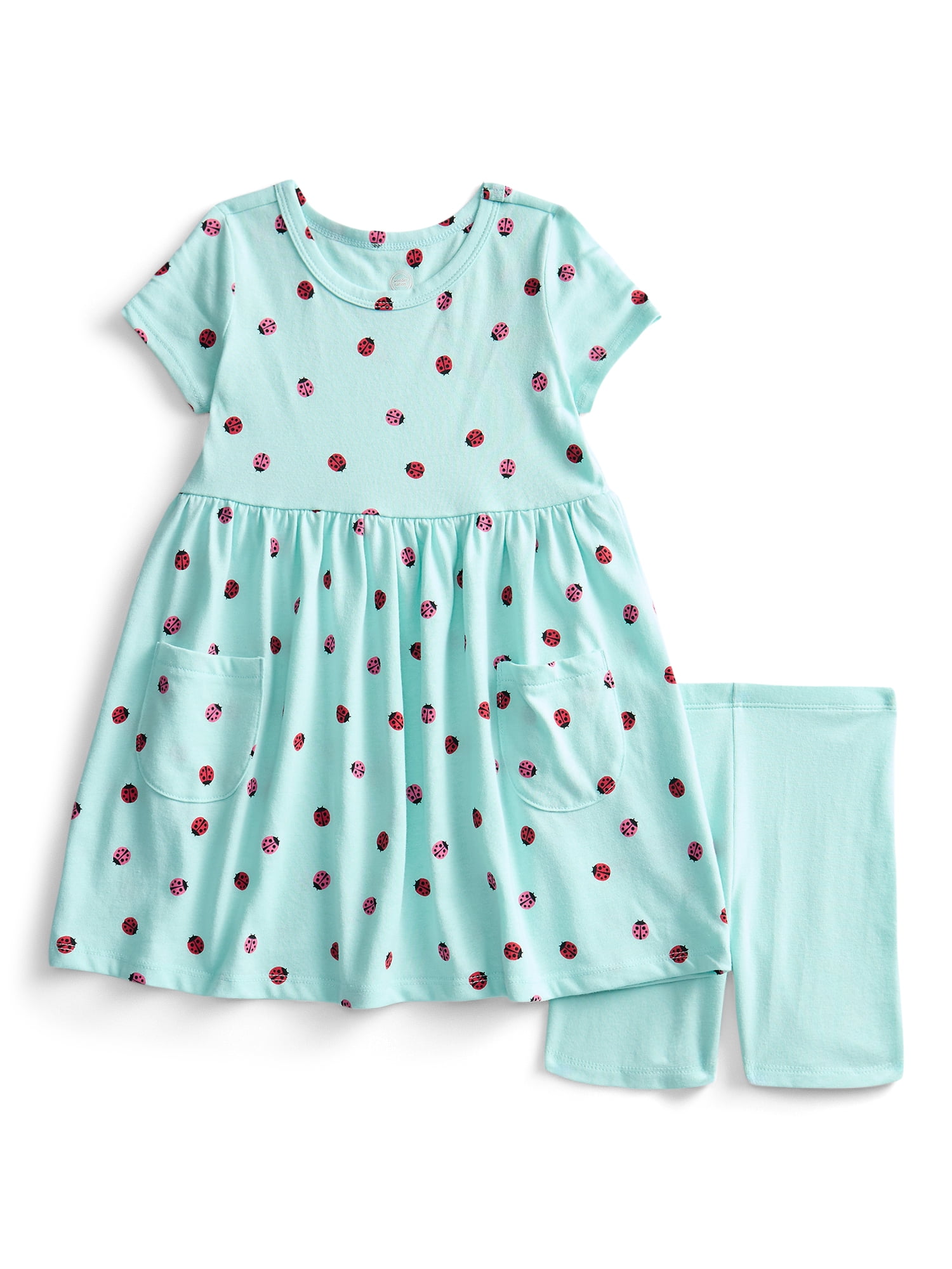 Wonder Nation Toddler Girls Printed Dress and Bike Shorts Outfit Set, 2 ...