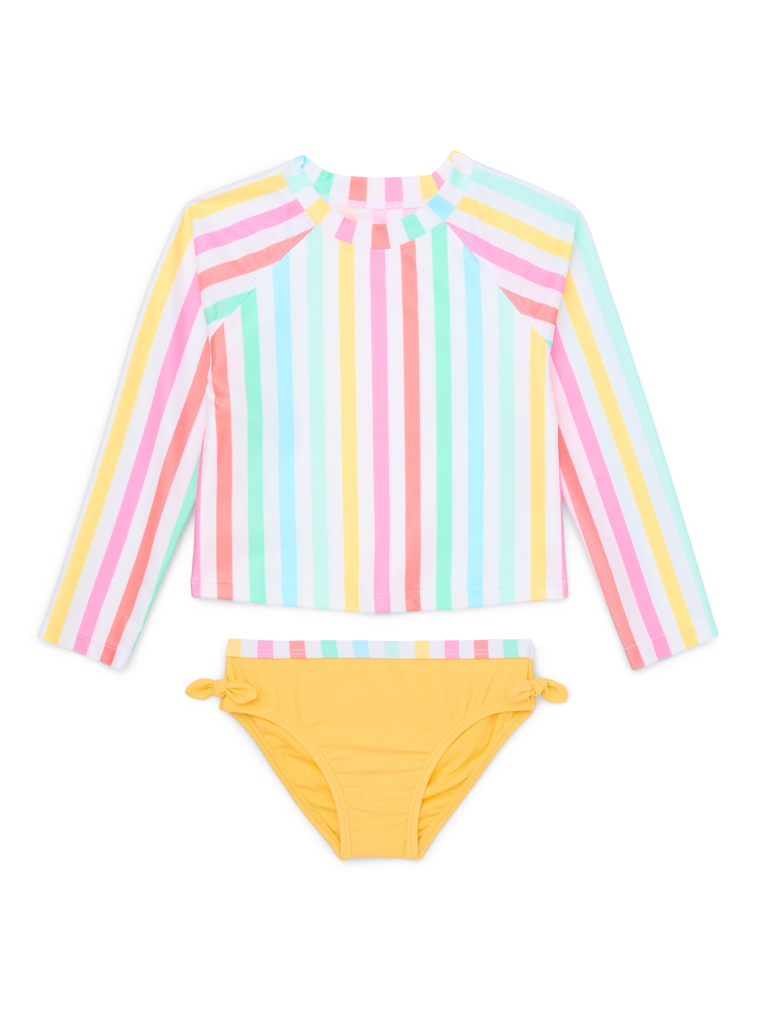 Wonder Nation Toddler Girl Ruffle Rash Guard Swim Set 2-Piece UPF 50 ...