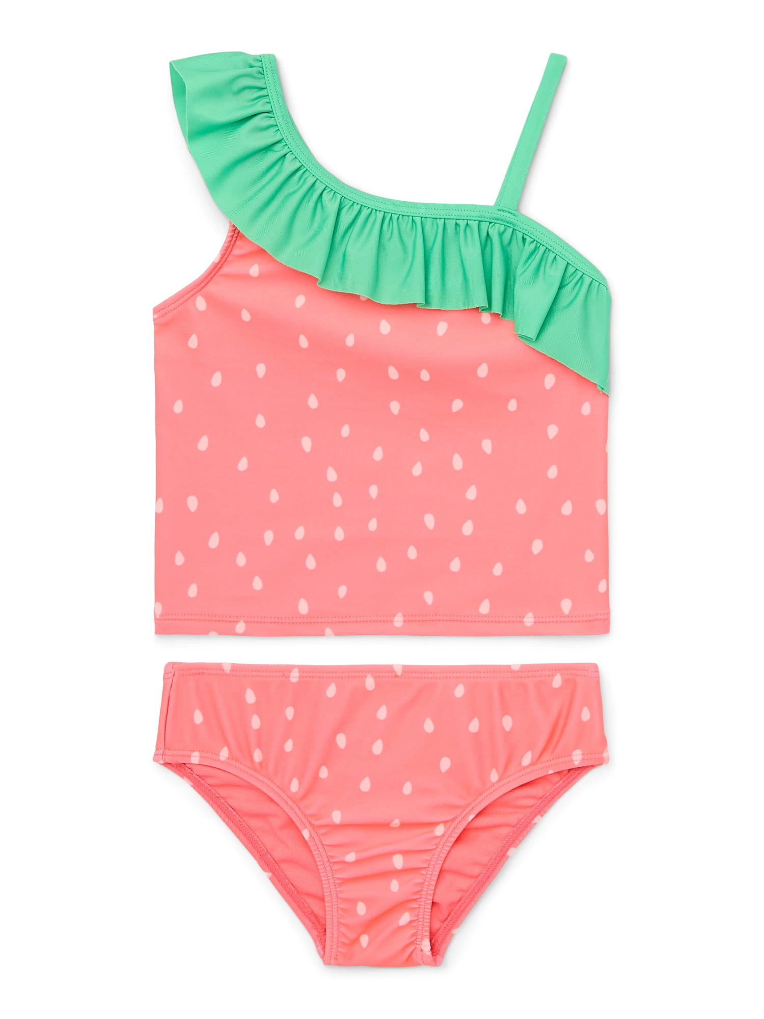 Wonder Nation Toddler Girl Strawberry Ruffle Tankini Two-Piece Swimsuit ...