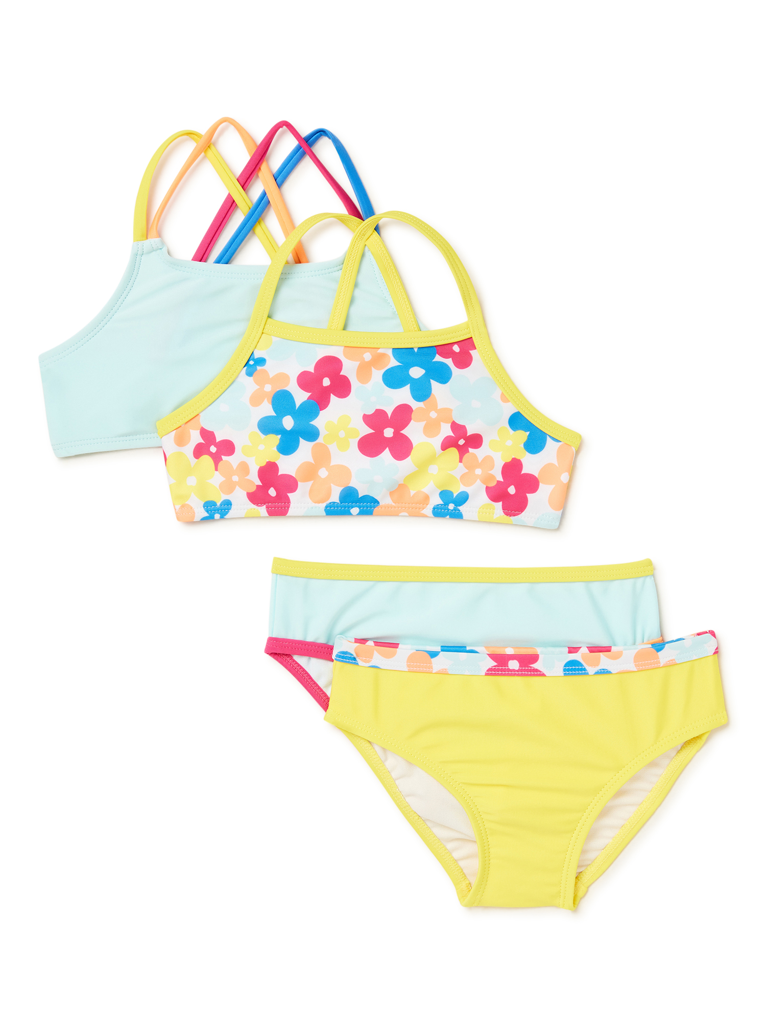 Wonder Nation Toddler Girl Swim Tankini 4-Piece Set, Sizes 12M-5T ...