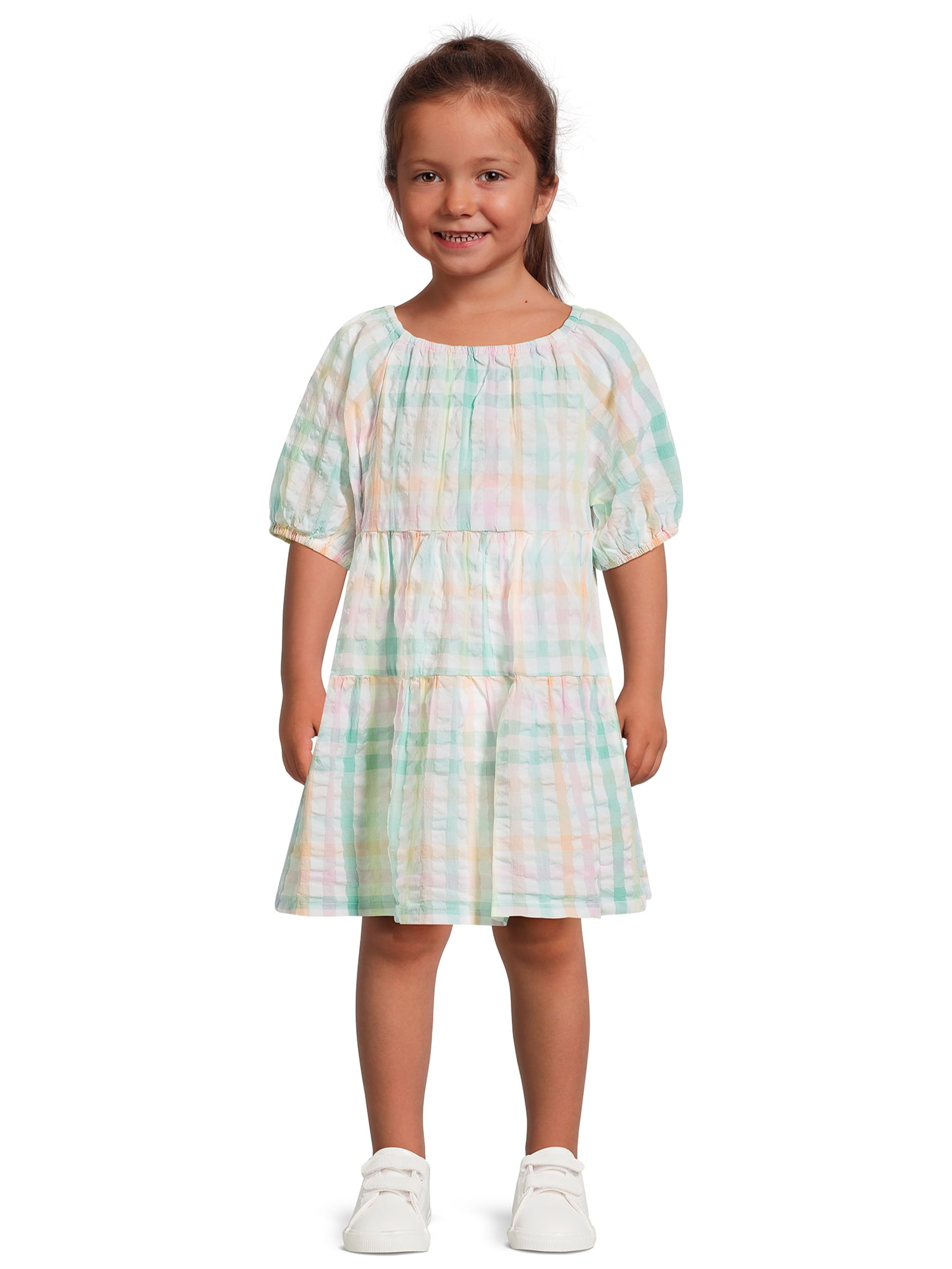 Wonder Nation Toddler Girl Tiered Dress, Sizes 12M-5T - Walmart.com