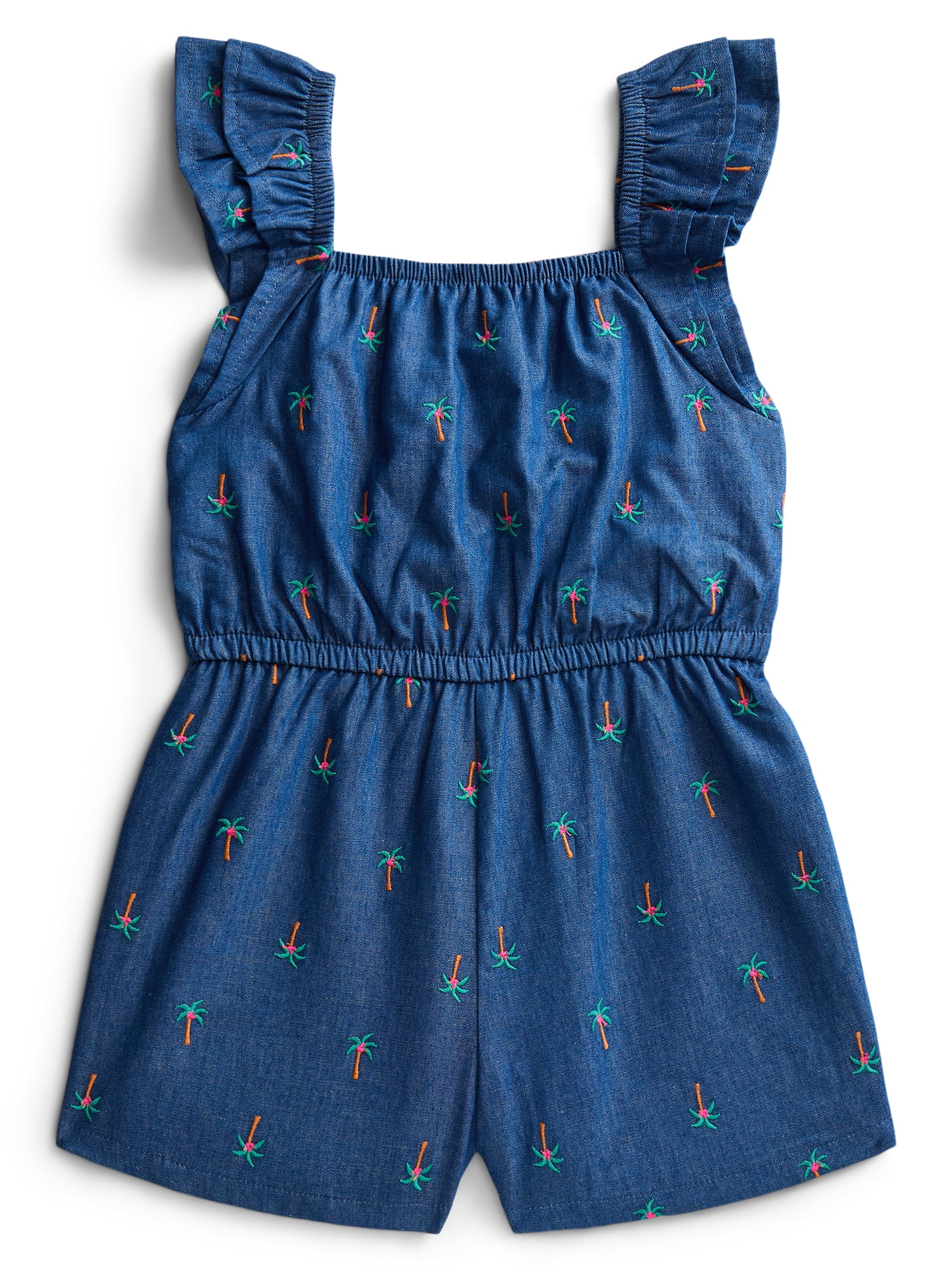 Wonder Nation Toddler Girls Allover Print Cotton Romper with Ruffle ...