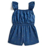 Wonder Nation Toddler Girls Allover Print Cotton Romper with Ruffle ...