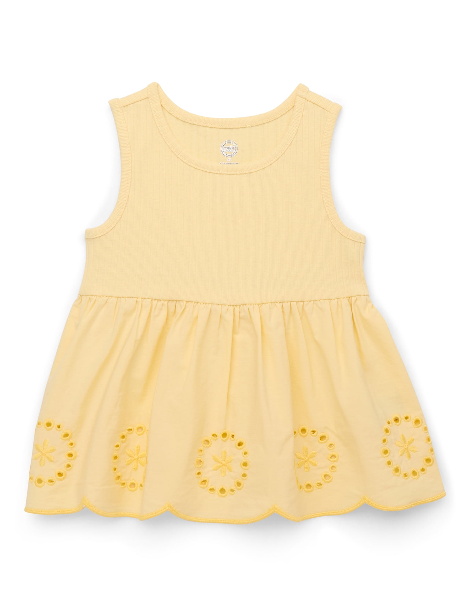 Wonder Nation Toddler Girls Cotton Eyelet Peplum Tank Top, Sizes 12M-5T ...