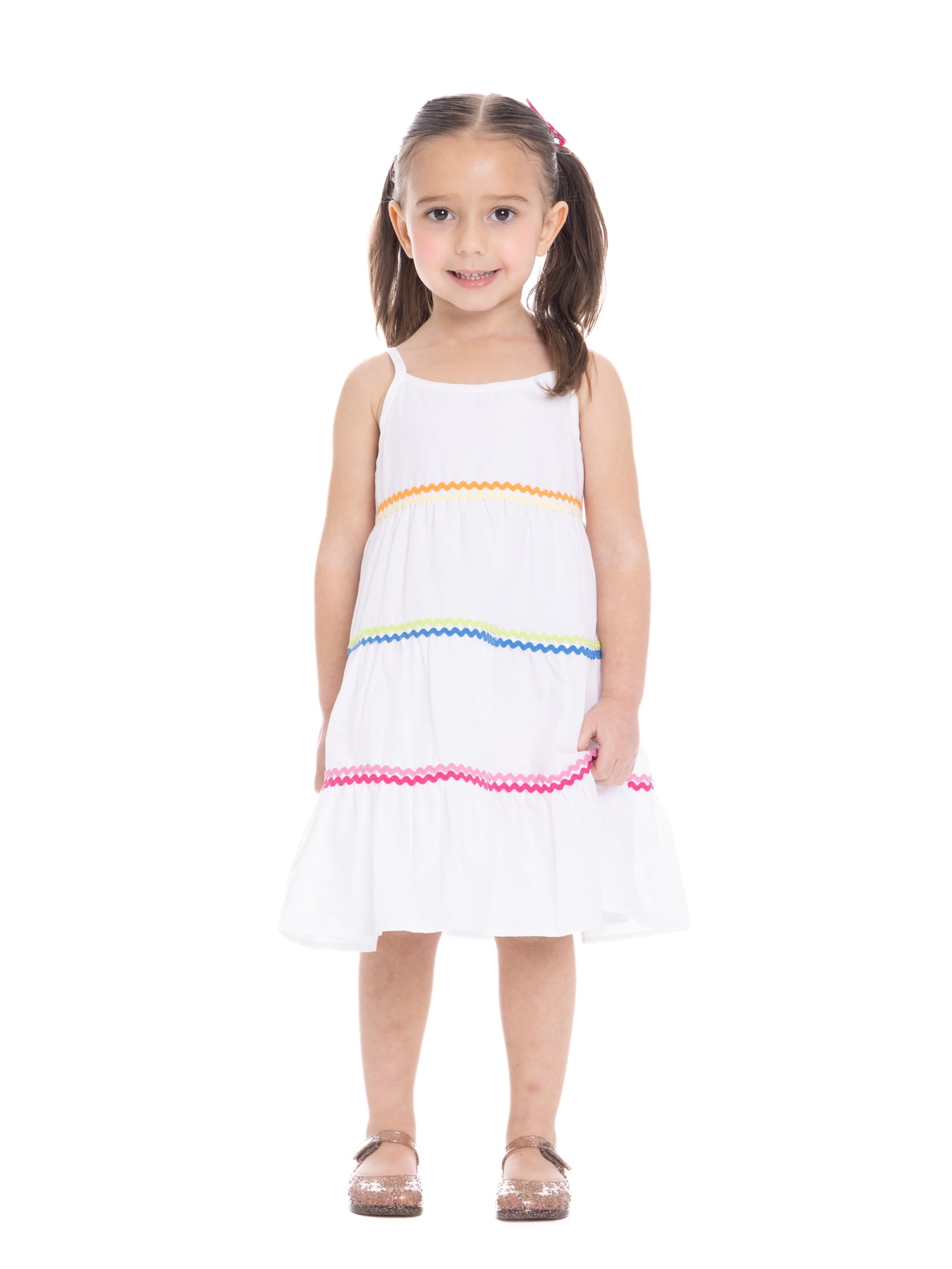 Wonder Nation Toddler Girls Cotton Sleeveless Dress with Ric Rac Trim ...