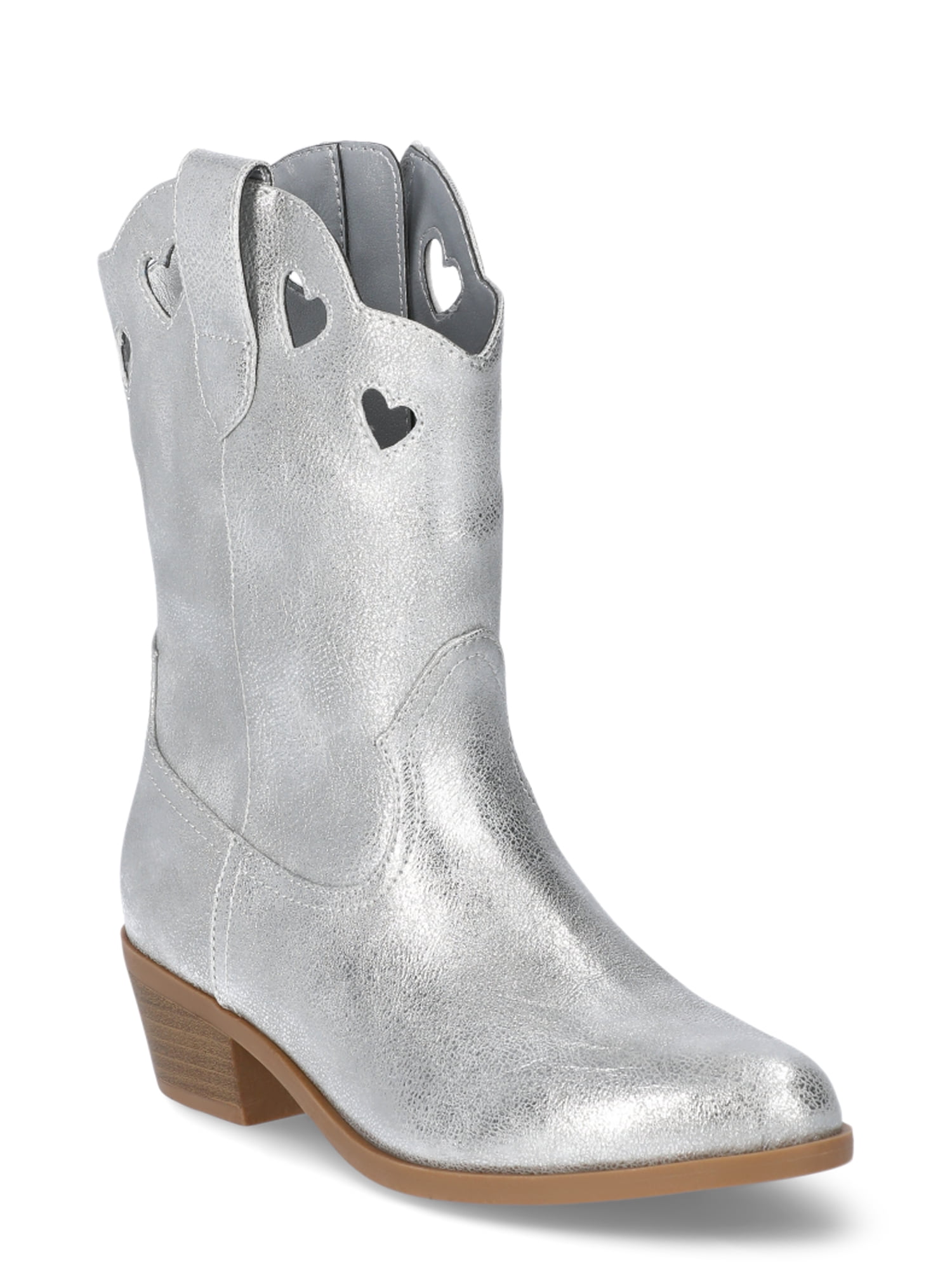 Wonder Nation Girls Metallic Heart Cowgirl Boots - Walmart.com