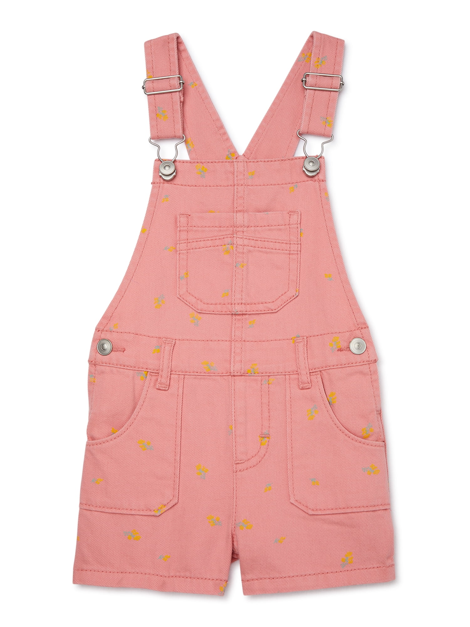 Wonder Nation Toddler Girls Floral Denim Shortall, 12 Months-5T ...