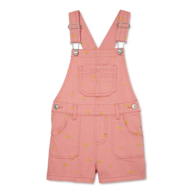 Wonder Nation Toddler Girls Floral Denim Shortall, 12M-5T, Classic ...